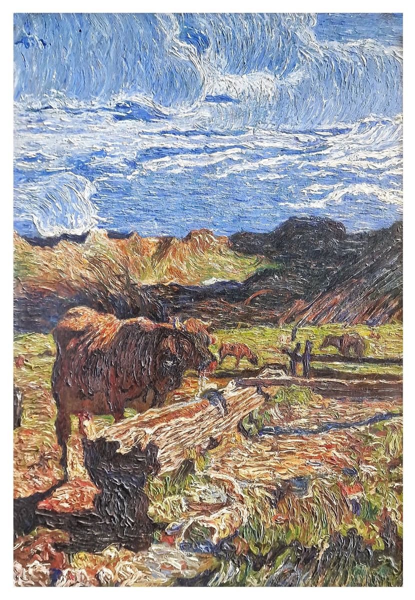 Giovanni Segantini | Paysage de montagne avec vaches | MutualArt