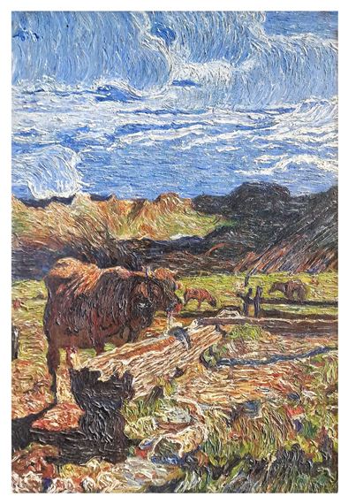 Giovanni Segantini | Paysage de montagne avec vaches | MutualArt