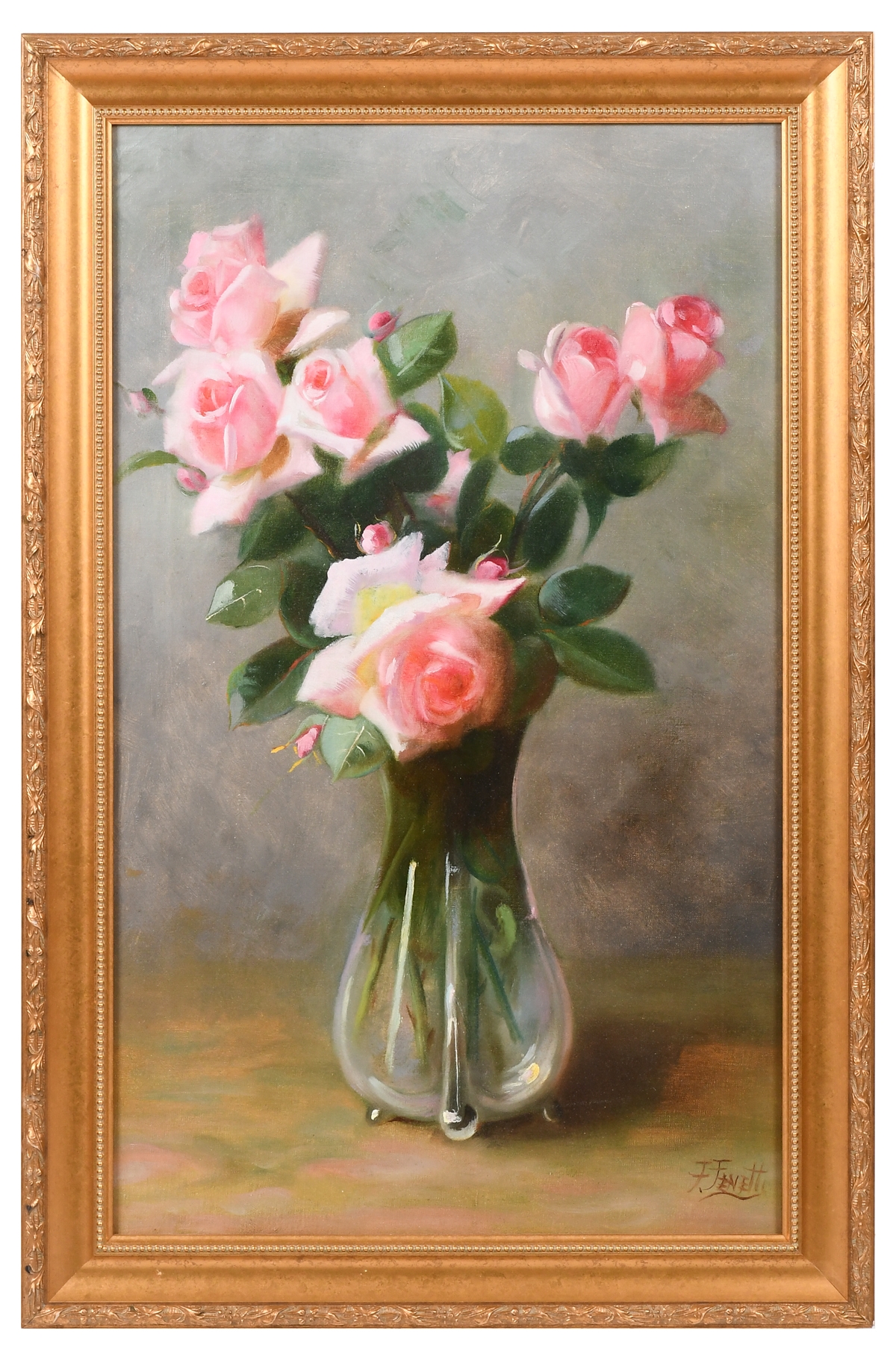 Frederick M. Fenetti | Still Life with Pink Roses (1930) | MutualArt