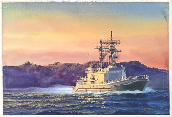 Tom Freeman | US Navy Vessel off the Coast (1952) | MutualArt