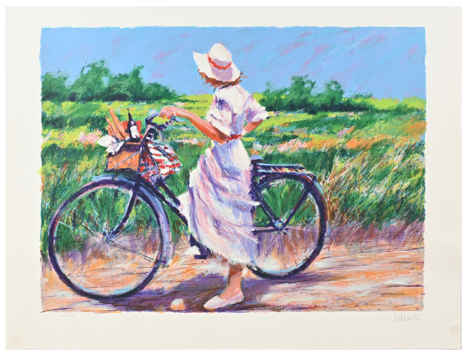 Aldo Luongo | 1) Beach Scene 2) Young Girl on a Bicycle in the Country ...