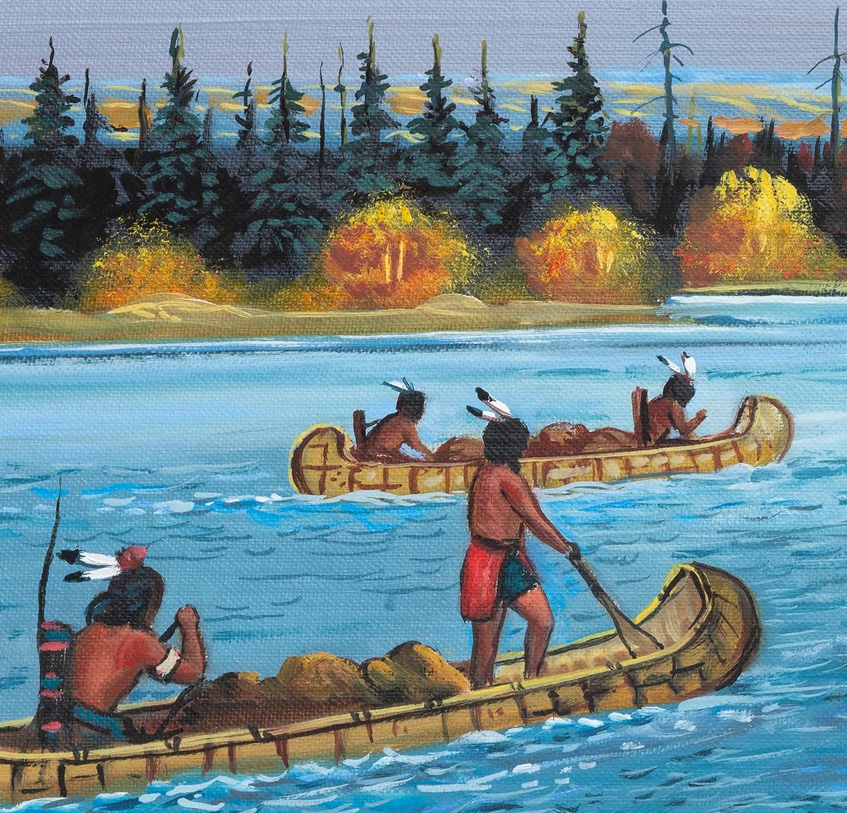 Sanford Fisher | Untitled - Canoes | MutualArt