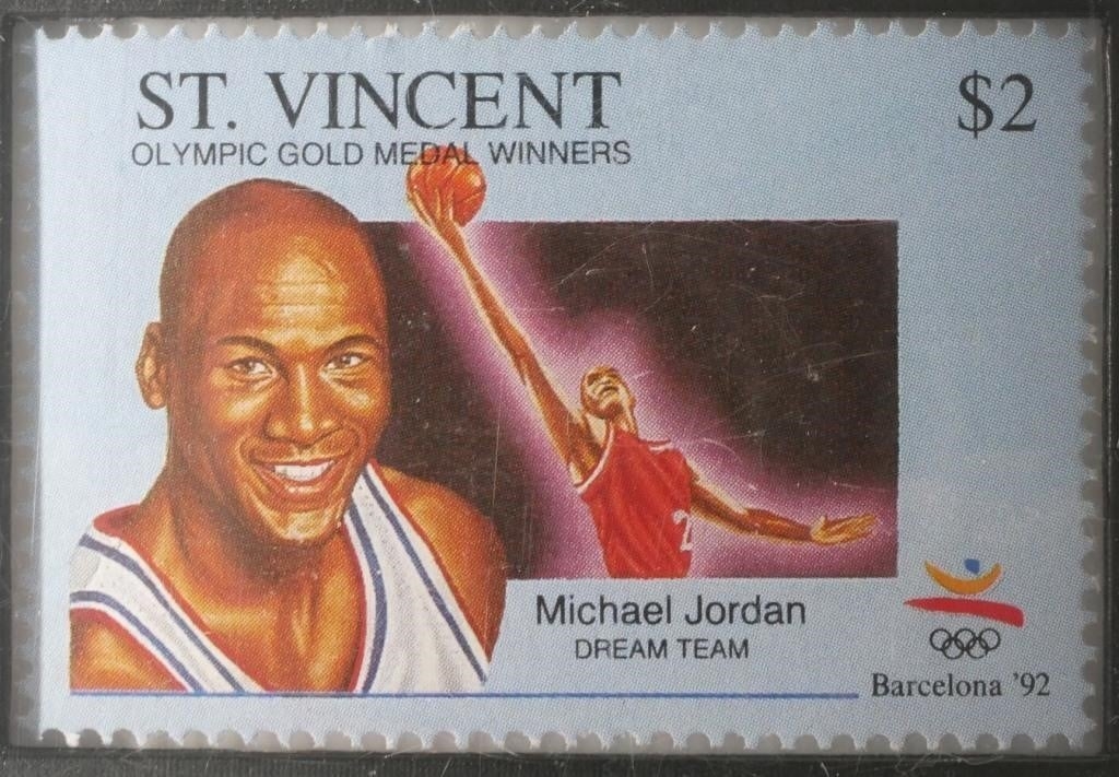 Michael Jordan | 1992 MICHAEL JORDAN DREAM TEAM $2 STAMP PSE M100 (1992 ...