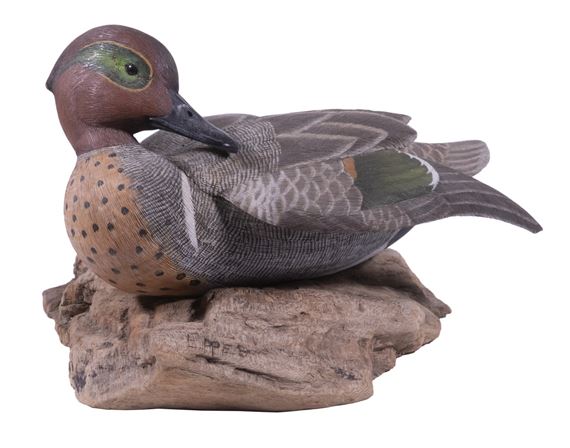 Doug Eppes | Exquisitely Carved and Painted Preening Green Wing Teal ...