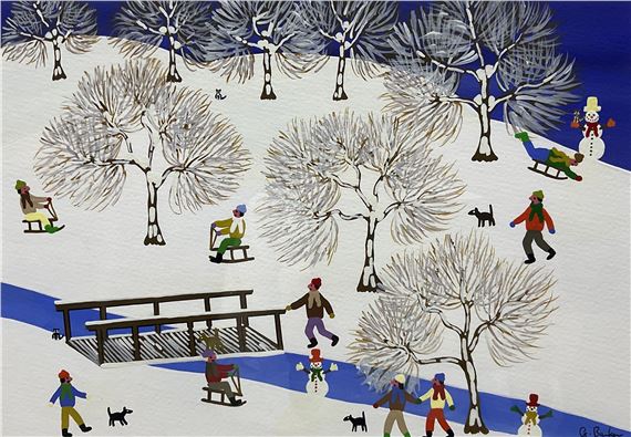 Gordon Barker | Sledging by the River | MutualArt