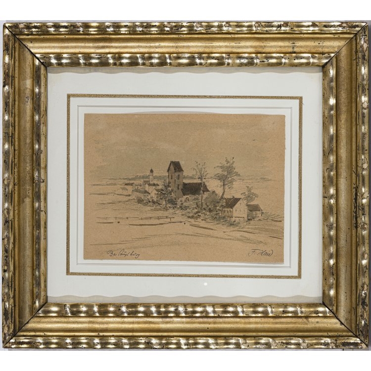 Fritz Haid | Dorf in Landschaft bei Augsburg | MutualArt