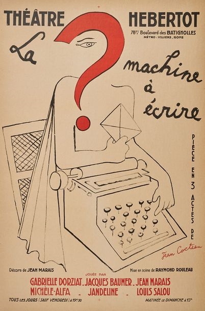 Jean Cocteau | Théâtre Hébertot La Machine à écrire Gabrielle Dorziat ...