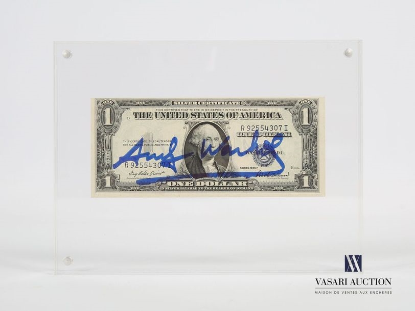 Andy Warhol | 1 Dollar bill signed in blue | MutualArt
