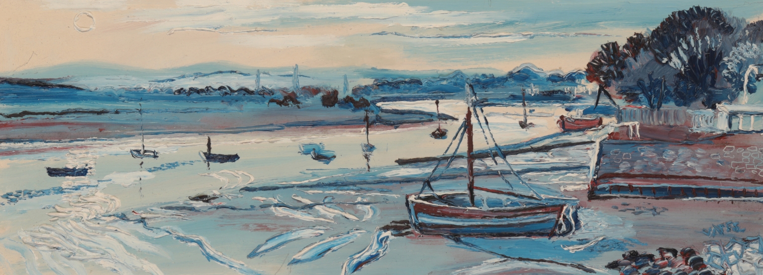 Fred Yates | River landscape with boats | MutualArt