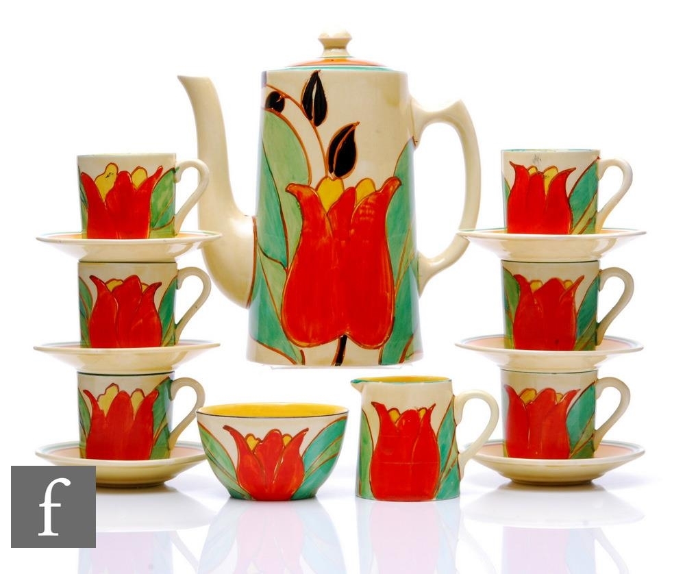 Clarice Cliff | Clarice Cliff - Red Tulip - A Tankard shape coffee set ...