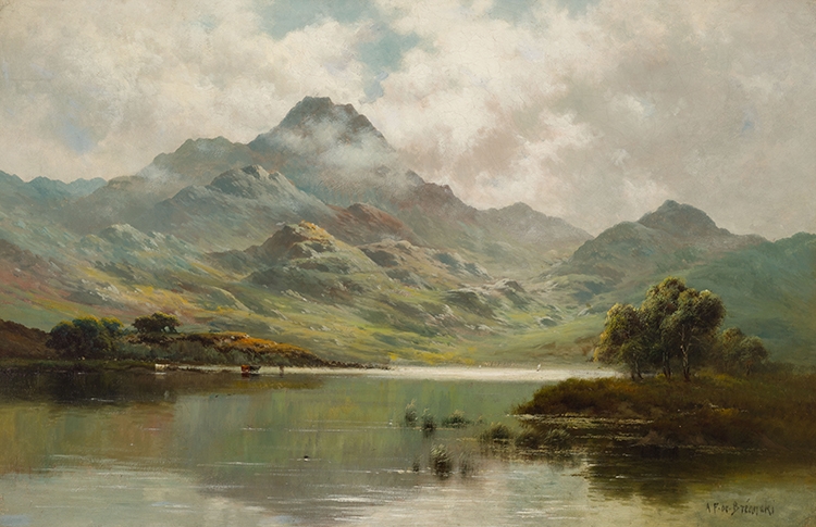 Alfred de Breanski Jr. | A view of Lake Coniston and The Old Man, Lake ...