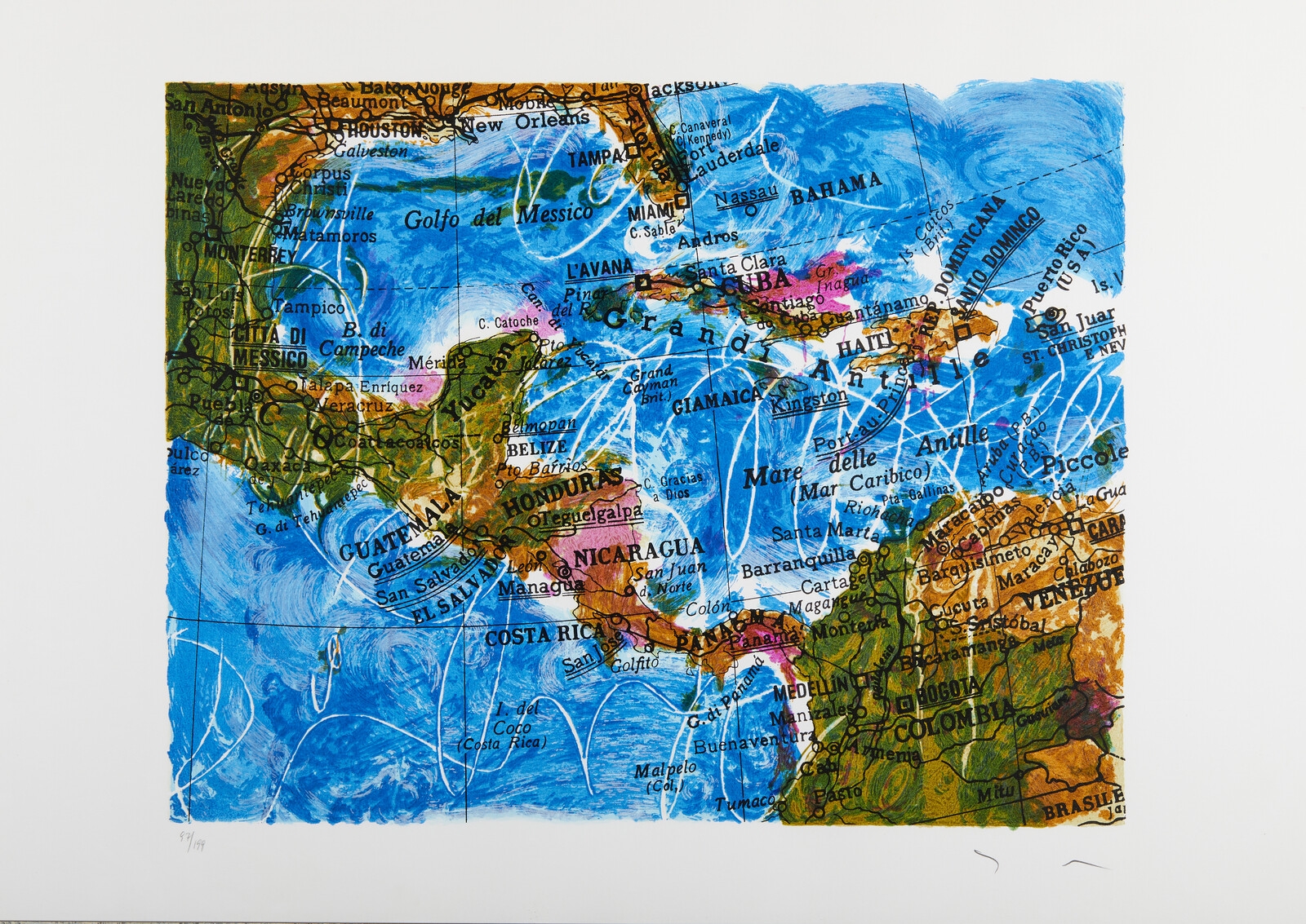 Mario Schifano | Cartina Caraibi. | MutualArt