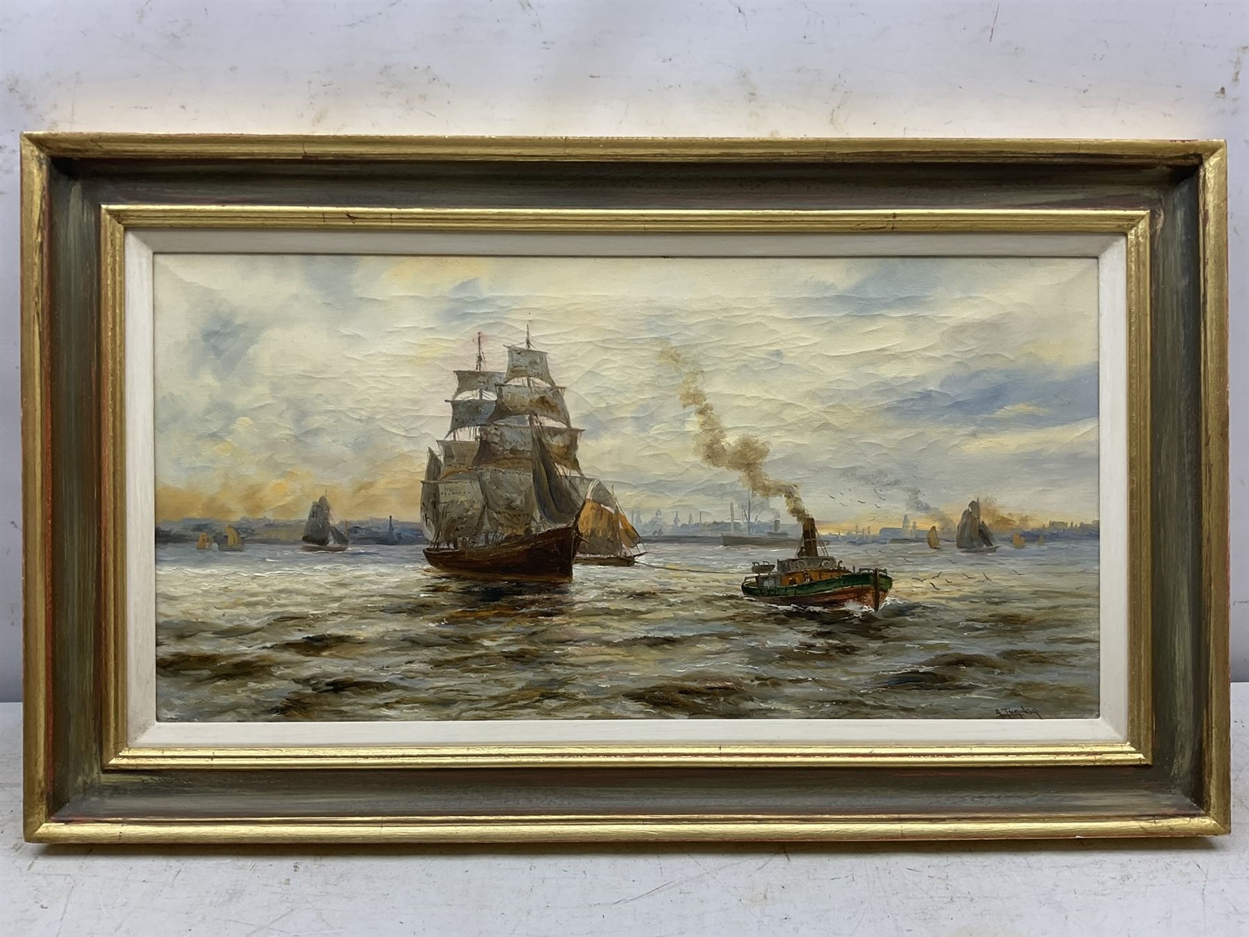 A. Turner | Steam Tug Pulling a Two Masted Ship | MutualArt