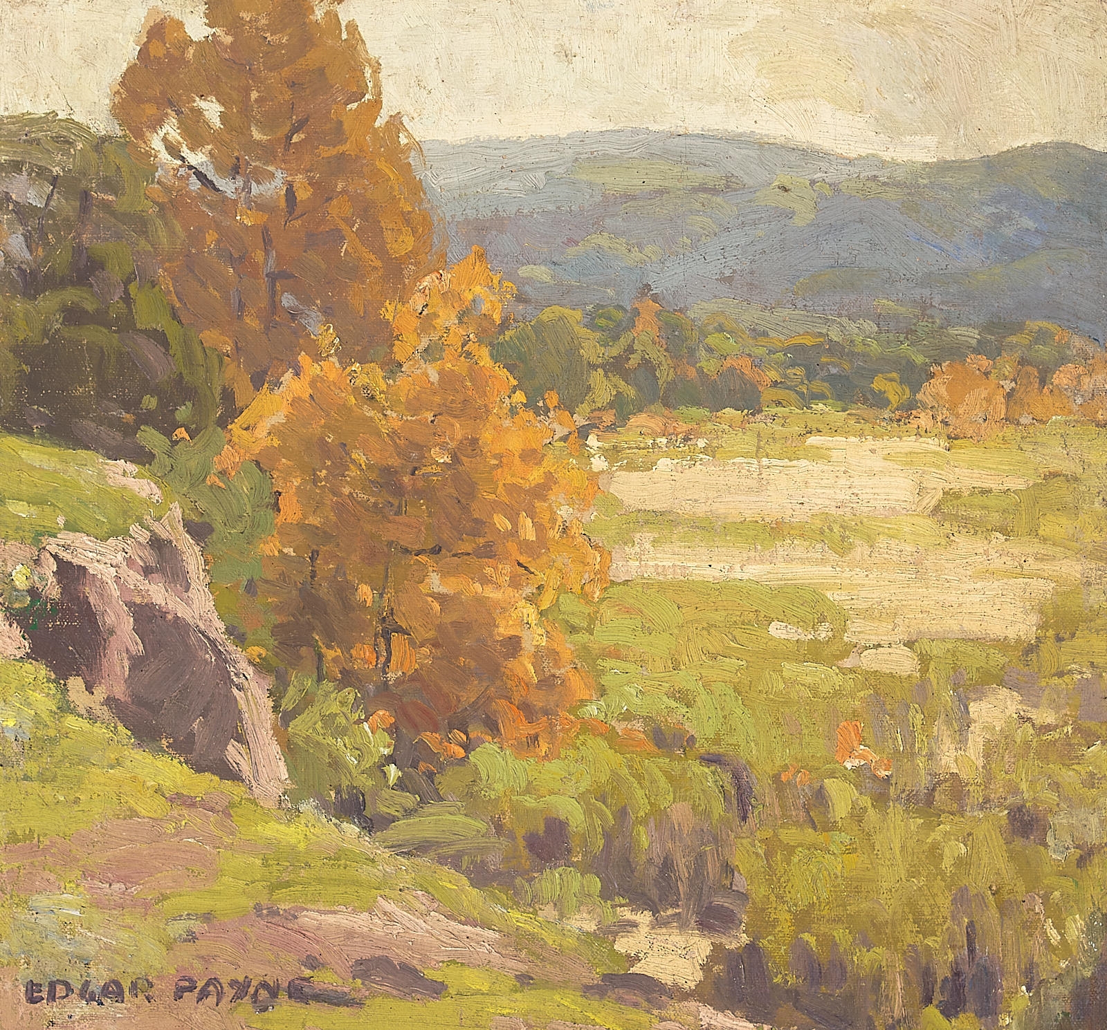 Edgar Alwin Payne | A grove of trees in the valley | MutualArt