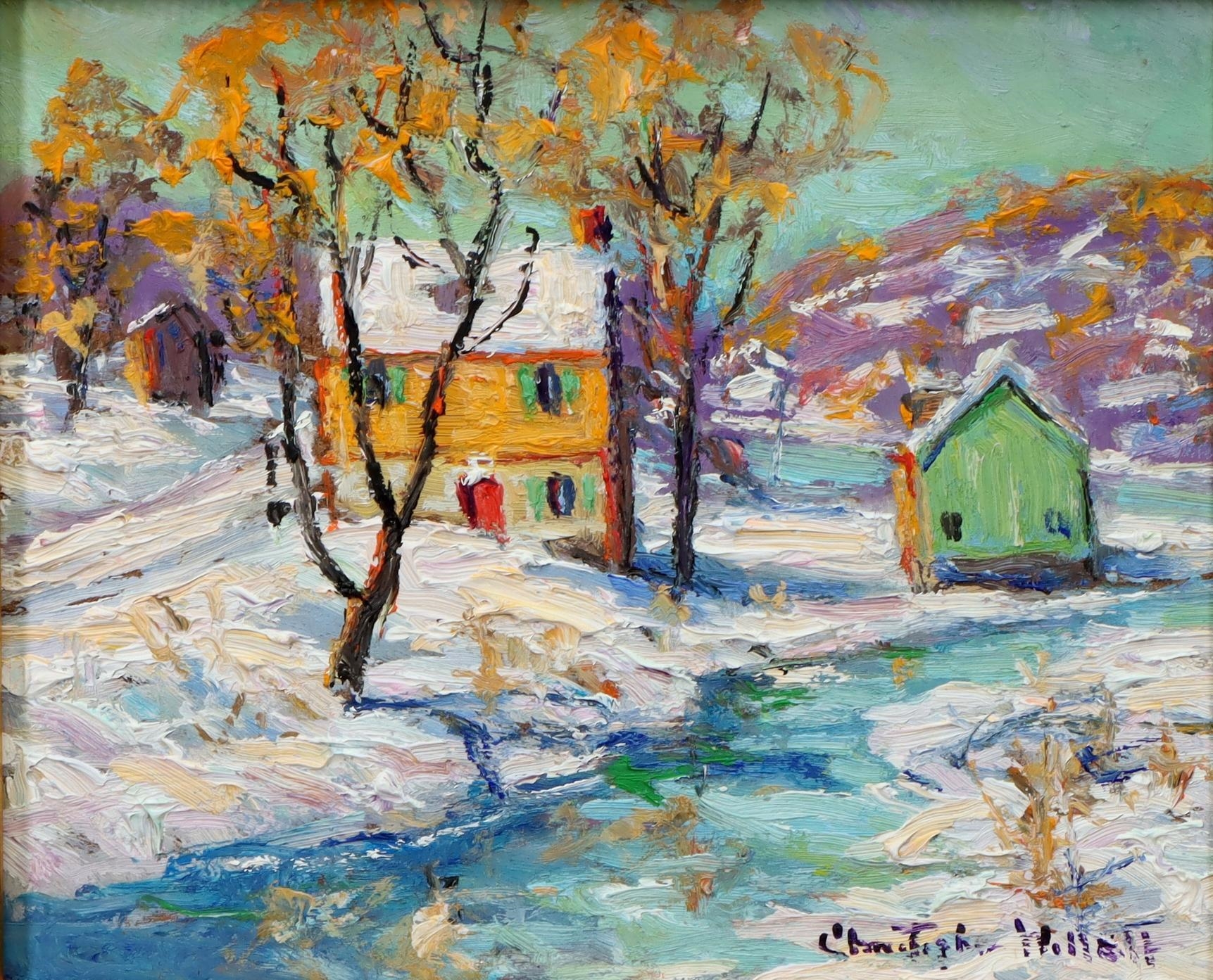 Christopher Willett | Snowy winter landscape overlooking the river ...