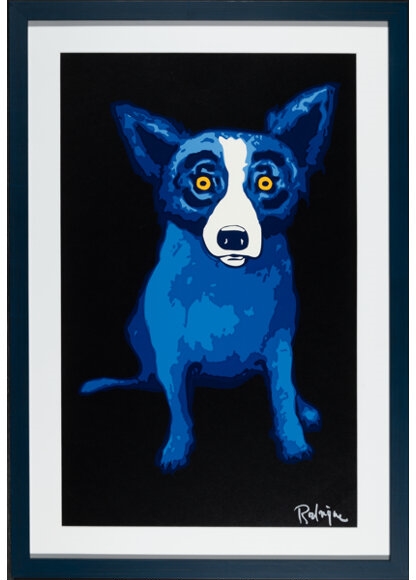 George Rodrigue | Blue Dog - Black Background | MutualArt