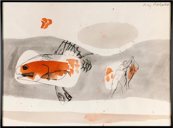 Ray Prohaska | Semi-abstract of a fisherman and fish. | MutualArt