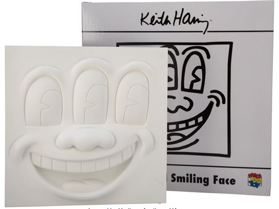 Keith Haring | Three Eyed Smiling Face (White), (2018) | MutualArt