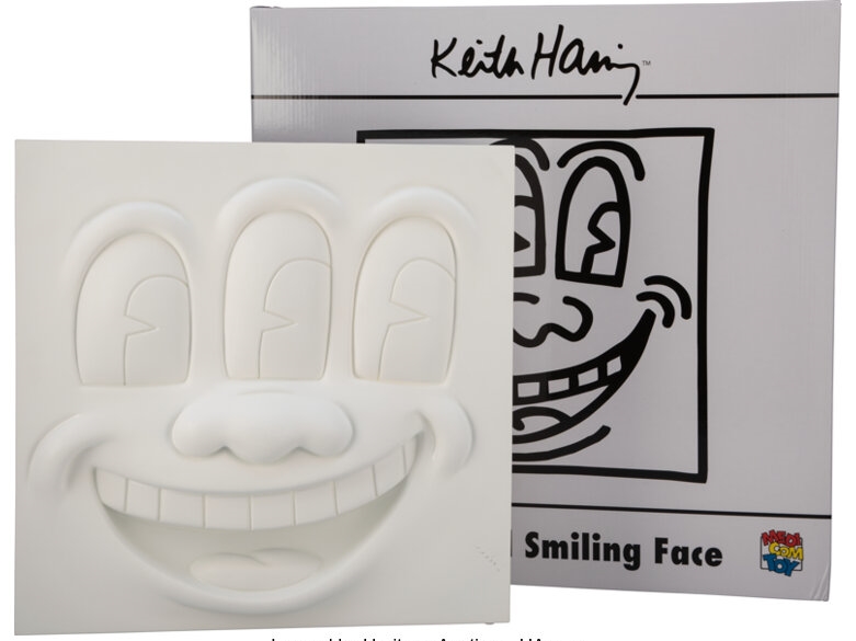 Keith Haring | Three Eyed Smiling Face (White), (2018) | MutualArt