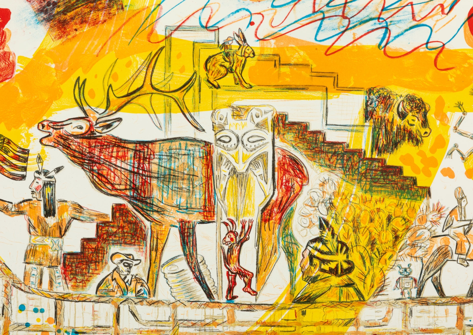 Jaune Quick-To-See Smith | Trade Canoe: A Western Fantasy | MutualArt