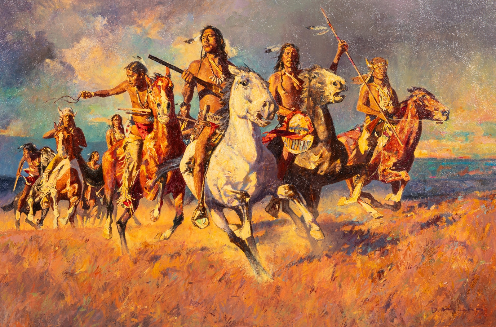 David Mann | Indian on horseback in a canyon | MutualArt