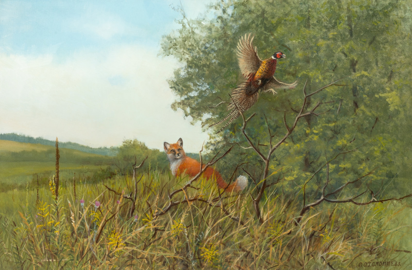 Owen J. Gromme | Red Fox and Pheasant (1988) | MutualArt