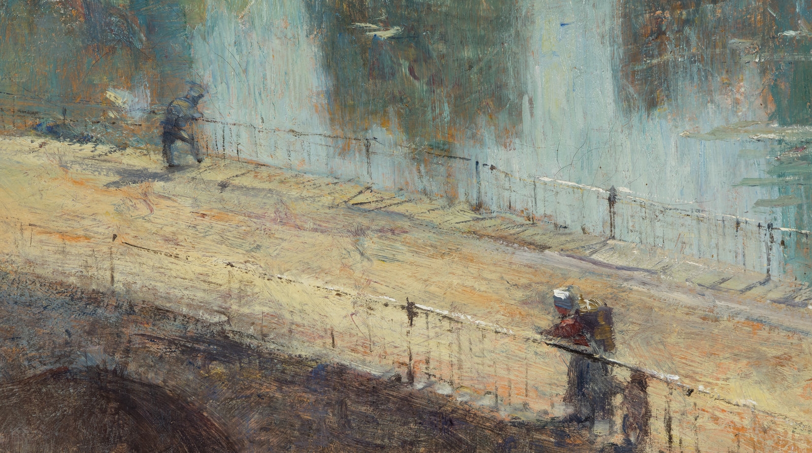 Frank Bicknell | Figures on a Normandy Bridge | MutualArt