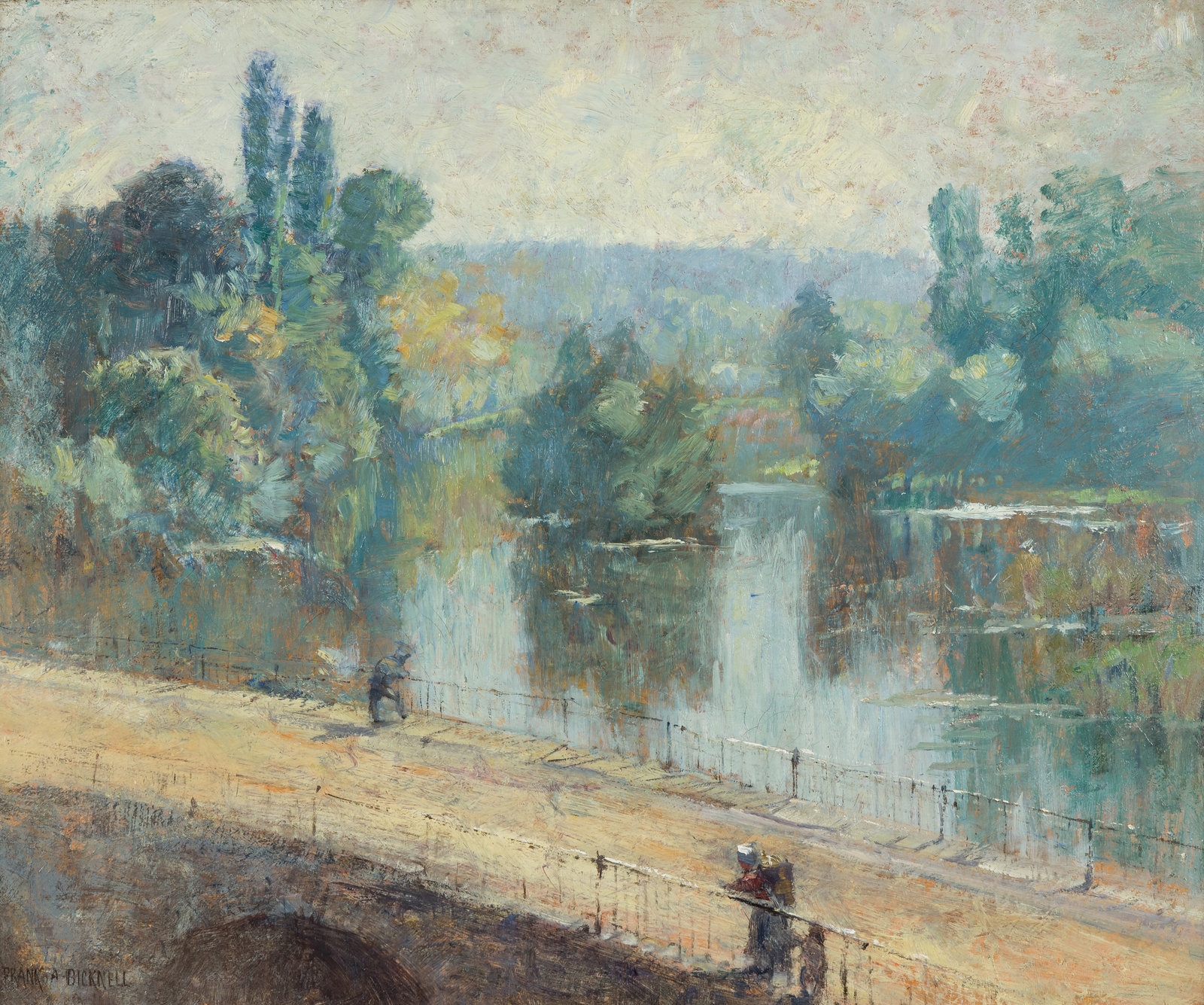 Frank Bicknell | Figures on a Normandy Bridge | MutualArt