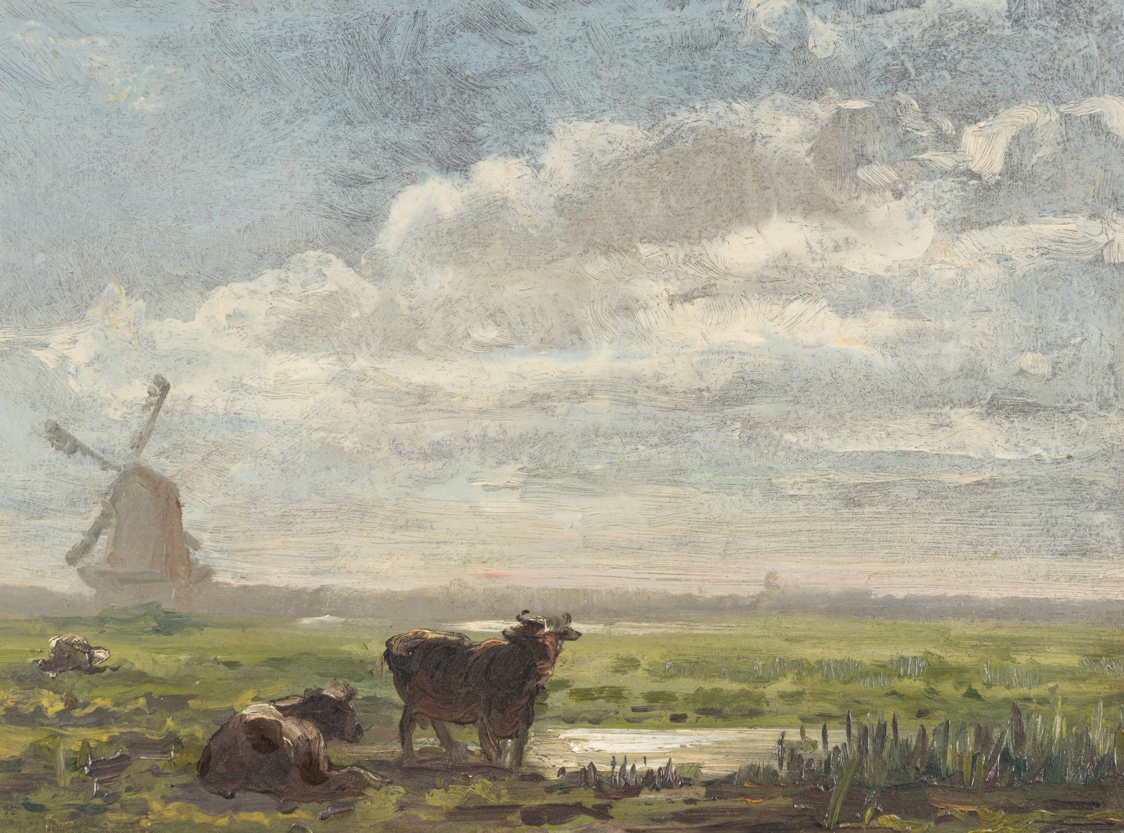 Willem Maris | Landscape with Cows and Windmill | MutualArt