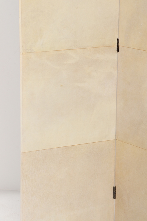 Jean-Michel Frank | Three panel parchment covered folding screen in the ...