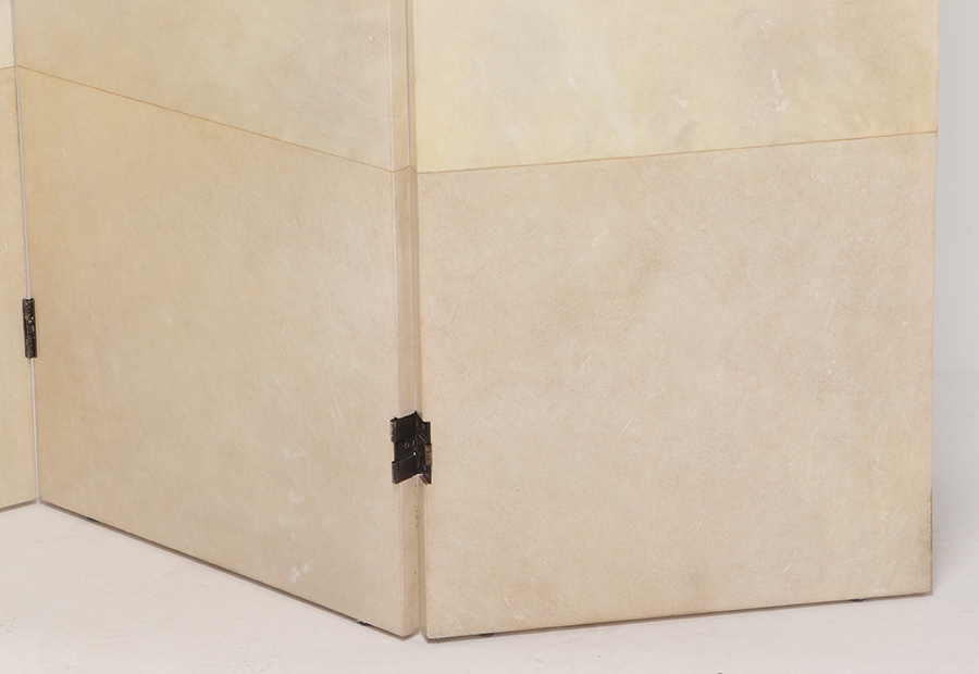 Jean-Michel Frank | Three panel parchment covered folding screen in the ...