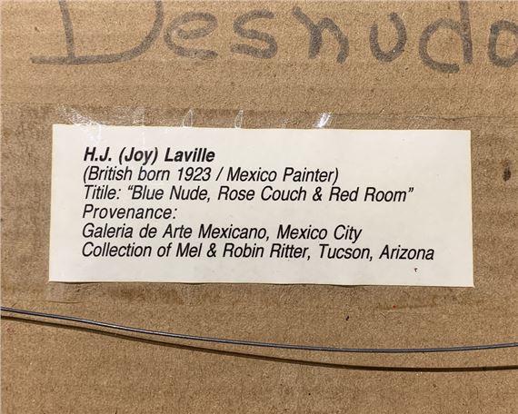 Joy Laville | Desnudo Azul y Sofá Rosa y Cuarto Rojo | MutualArt