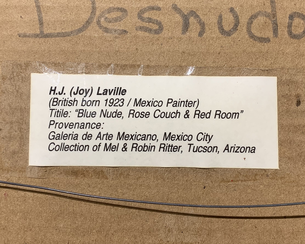 Joy Laville | Desnudo Azul y Sofá Rosa y Cuarto Rojo | MutualArt