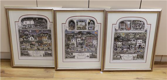Graham Clarke | set of three colour etchings, 'Ville de Vin' including ...