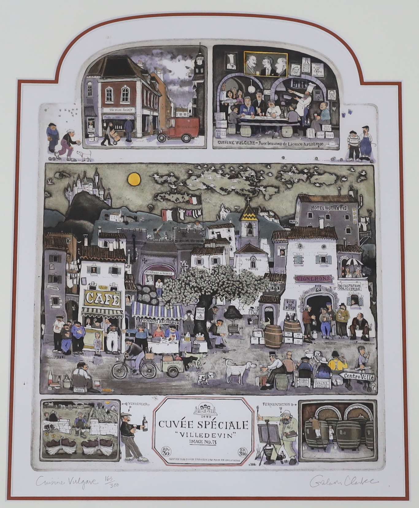 Graham Clarke | set of three colour etchings, 'Ville de Vin' including ...