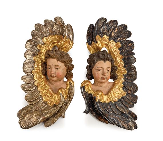 Austrian School, 18th Century | Two Large Winged Angel’s Heads (Circa ...