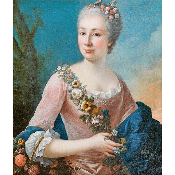 French School, 18th Century | PORTRAIT DE DAME EN FLORE, PORTAIT DE ...