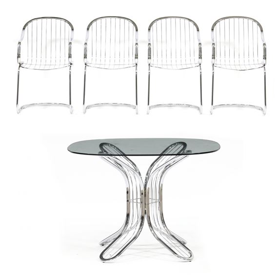 Gastone Rinaldi | Vintage Chrome Table and Four Chairs (1970s) | MutualArt