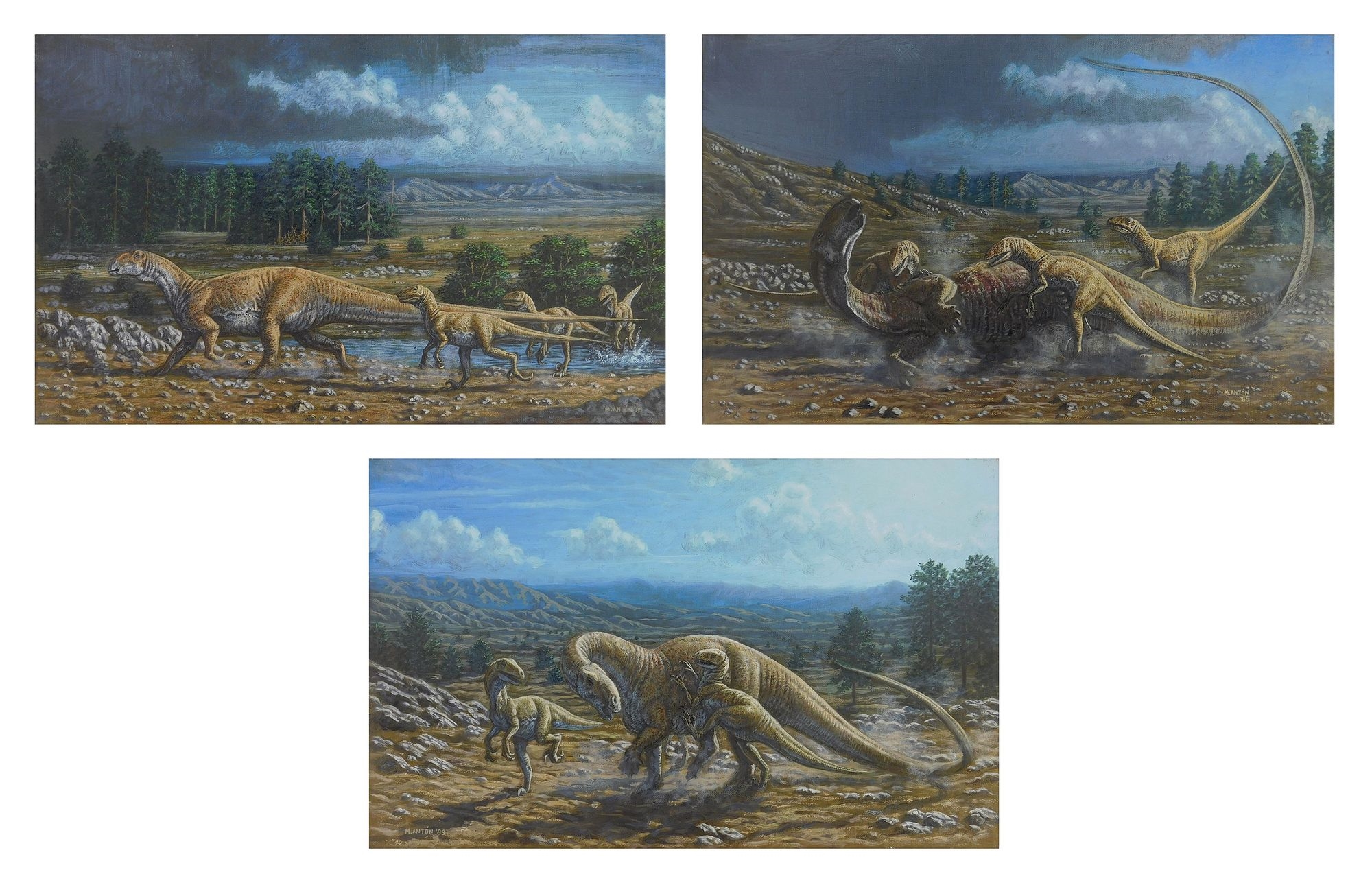 Mauricio Anton | Deinonychus & Tenontosaurus I, II & III (1989) | MutualArt
