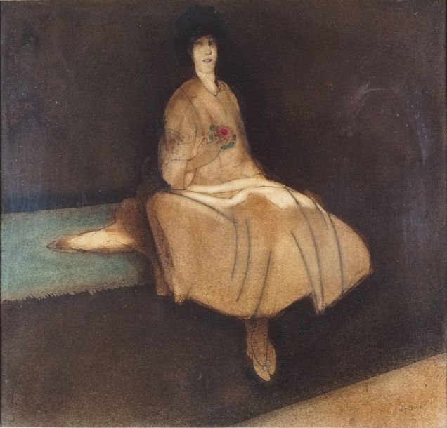 Francisco Javier Gosé | Woman seated on a low wall | MutualArt