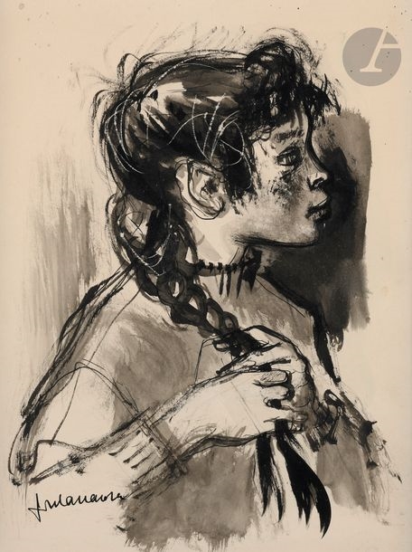 Lucien Joseph‏ Fontanarosa | Young girl with braid | MutualArt