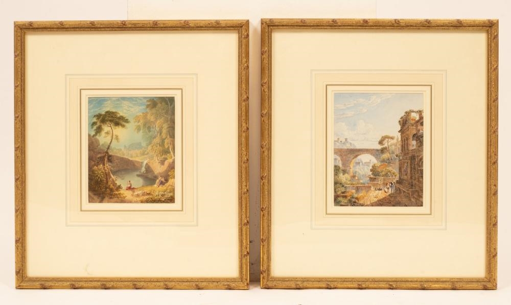 John Edwin Oldfield | Idyllic Landscape with Maidens Beside a Lake and ...