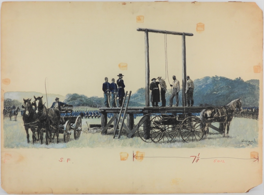 Norman Mills Price | Norman Price Soldiers at a Hanging Illustration ...