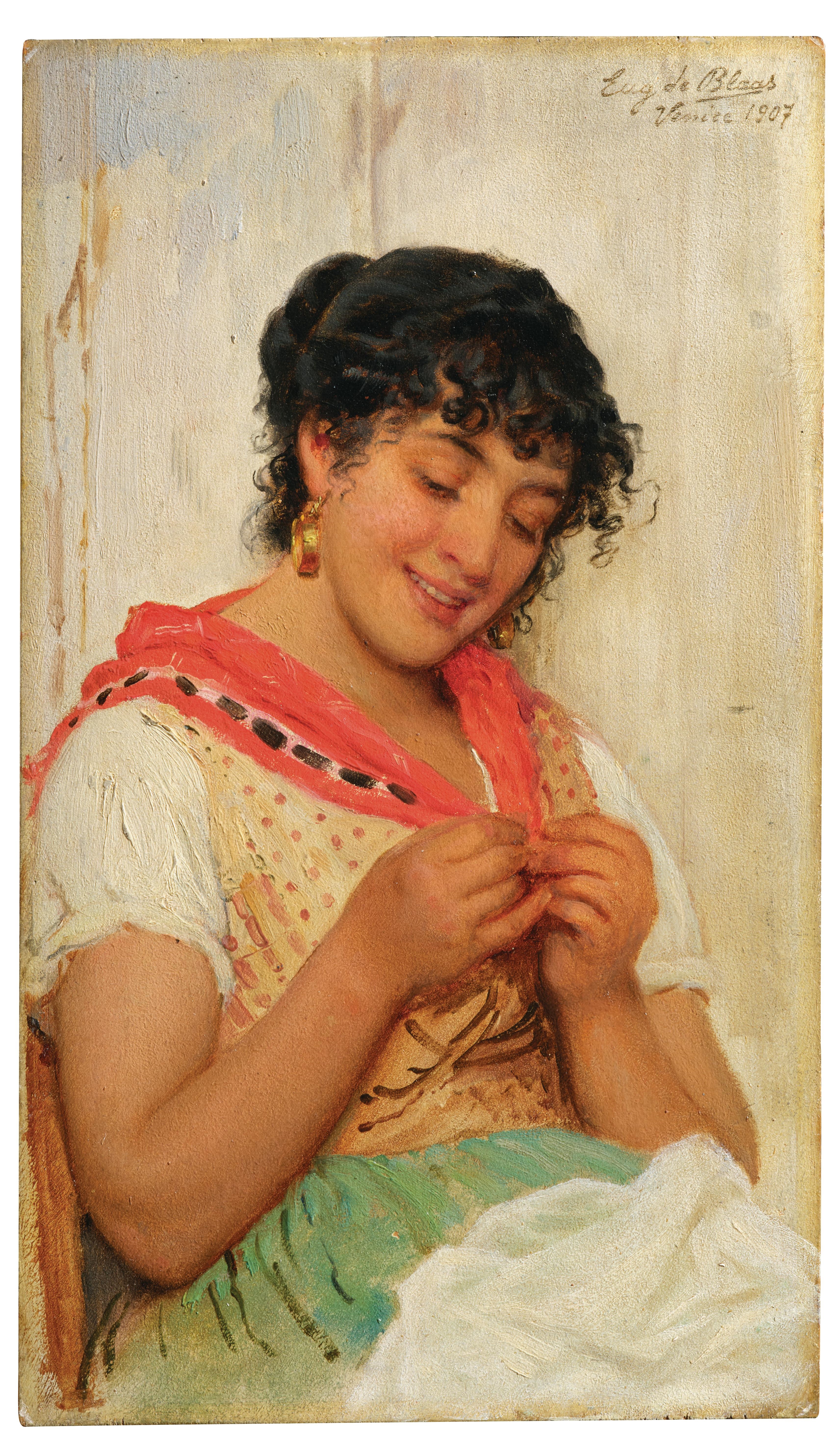 Eugene de Blaas | The Seamstress (1907) | MutualArt