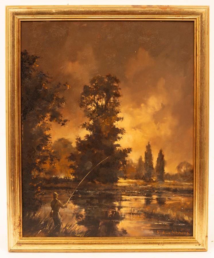 Gudrun Sibbons | Fisherman by a Tree-lined River | MutualArt