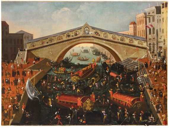 Joseph Heintz the Younger | The Rialto Bridge with a Doge’s procession ...