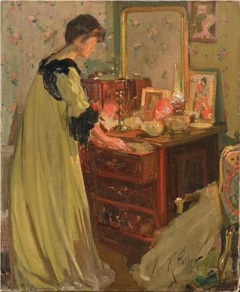 Richard Emile Miller | Young Woman Sewing | MutualArt