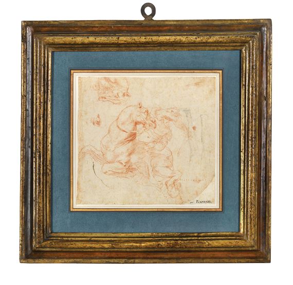 Raffaello Sanzio | : a Solomonic column and seated male figures (Circa ...