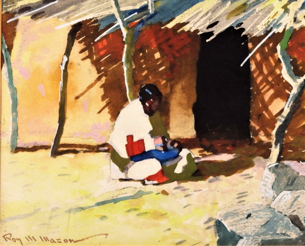 Roy M. Mason | Roy Martell Mason Pueblo Watercolor Painting | MutualArt