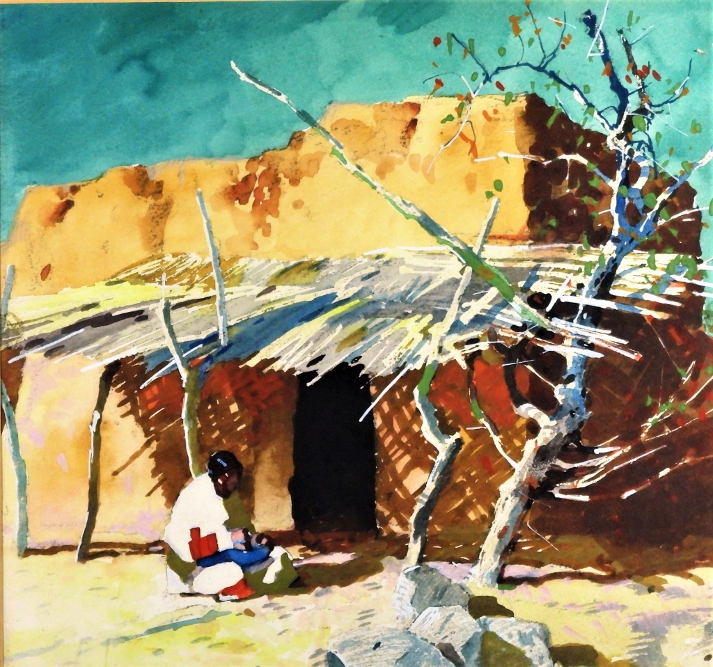 Roy M. Mason | Roy Martell Mason Pueblo Watercolor Painting | MutualArt